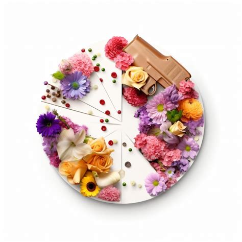 Premium Ai Image Angle Pie Chart With Bullets And Flowers