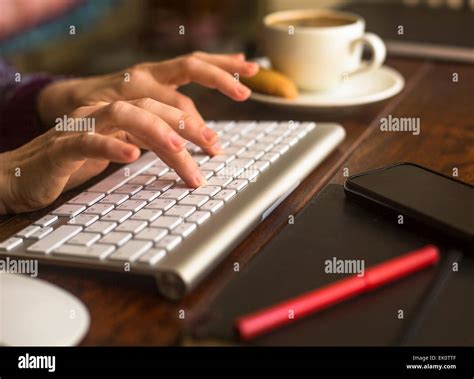 Female Fingers On The Keyboard Stock Photo Alamy