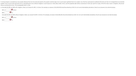 Solved Inflows Would Be 18 Million The Risk Adjusted Wacc