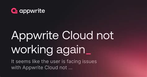 Appwrite Cloud Not Working Again Threads Appwrite
