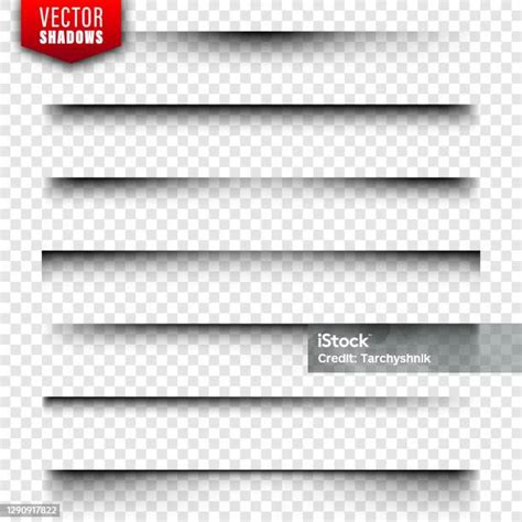 벡터 그림자가 설정됩니다 투명 한 배경에 페이지 구분 사실적인 격리 된 그림자 벡터 일러스트레이션 3차원 형태에 대한 스톡 벡터 아트 및 기타 이미지 Istock