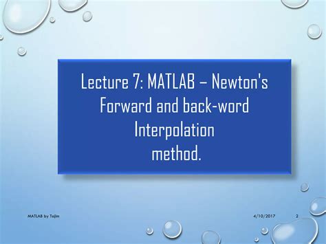 Matlab Lecture 8 Newtons Forward And Backword Interpolationtaj Copy
