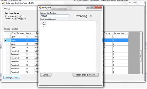 Purchase Order Serial Number Entry Tool Nexnow