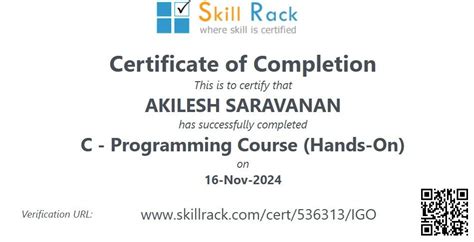 Akilesh Saravanan On Linkedin Skillrack Cprogramming Certification Continuouslearning