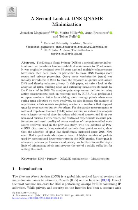 Pdf A Second Look At Dns Qname Minimization
