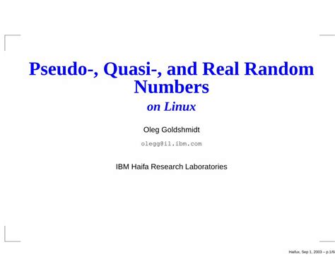 pdf pseudo quasi and real random numbers haifux quasi and