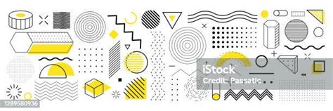 기하학적 모양 요소 벡터 세트 웹 배너 포스터에 대한 형상 요소 추상 디자인 흰색 배경에서 최소 기하학적 격리 된 모양입니다 스톡 빈티지 일러스트레이션 0명에 대한 스톡