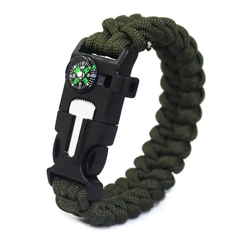 Digimat® мултифункционална гривна за оцеляване 5 в 1 компас аварийна свирка пожарогасител