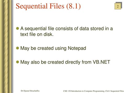 Ppt Chapter 8 Sequential Files Powerpoint Presentation Free