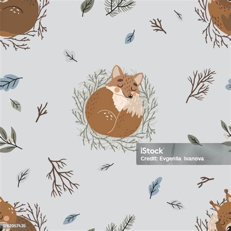 벡터 완벽 한 패턴 귀여운 여우와 다람쥐와 함께 그림 종이 직물 스크랩북에 인쇄하는 데 적합합니다 겨울에 대한 스톡 벡터 아트