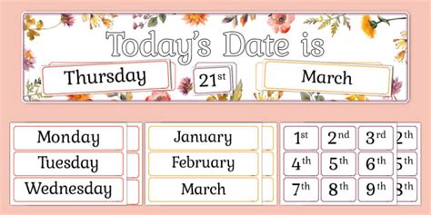 Wildflower Botanical Themed Todays Date Display Pack
