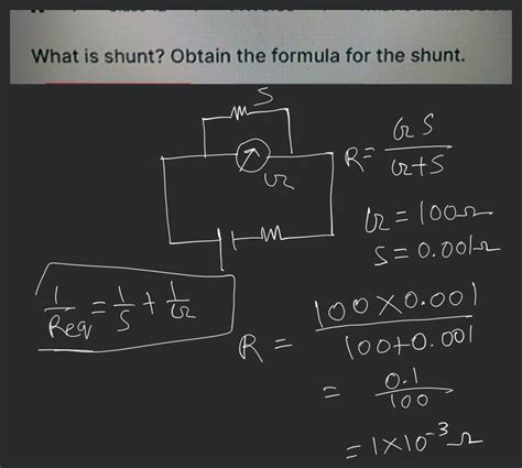 What Is Shunt Obtain The Formula For The Shunt Filo