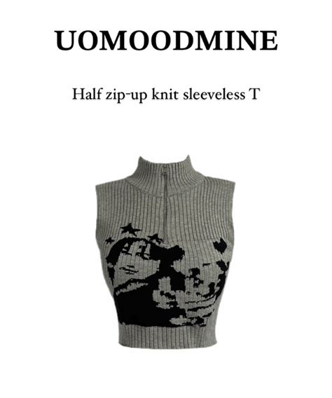 Half Zip Up Knit Sleeveless T Yk2 빈티지 유니크 스트릿 슬림핏 반집업 크롭 니트 폴라 나시 티셔츠