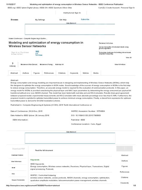 Modeling And Optimization Of Energy Consumption In Wireless Sensor