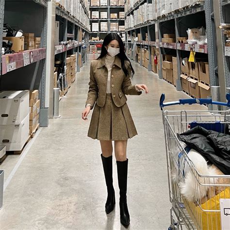 울 누빔 트위드 자켓 스커트 세트 투피스 2color 에이블리