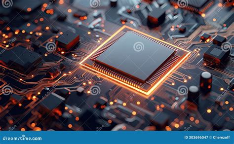 Microchip On An Integrated Circuit Stock Image Image Of Component
