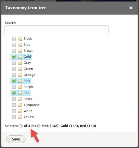 Display Maximum Number Of Allowed Values And Number Already Selected