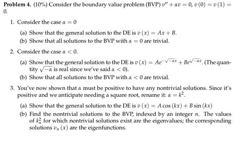 Solved Problem 4 10 Consider The Boundary Value Problem