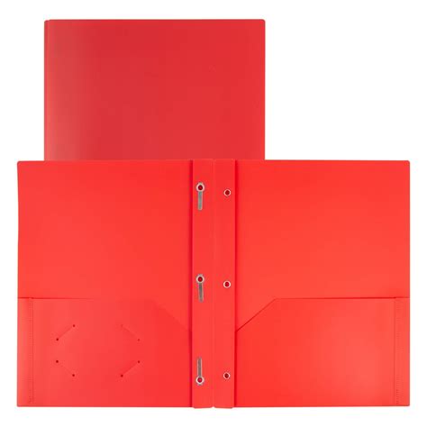 Dunwell Plastic Pocket Folders With Prongs 2 Pack Red 2 Pocket 3
