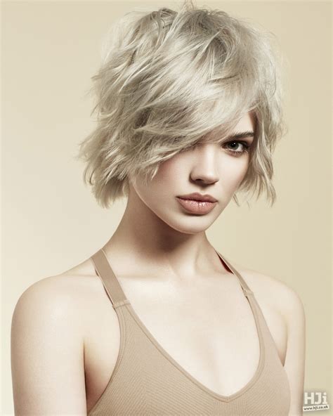 Blonde Bob With Swept Fringe