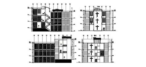 Church Building Detail Elevation And Section 2d View Cad Structural Block Layout Dwg File Artofit