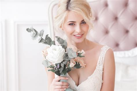 Premium Photo Beautiful Blonde Woman In A White Dress