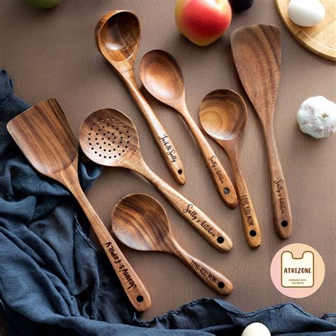 Personalized Wooden Spoon Set Custom Engraved Spoon Set Engraved