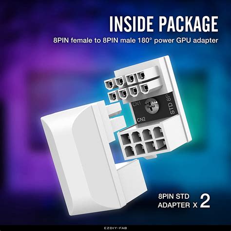 Gpu Power Connector 8pin 180degree White Standard