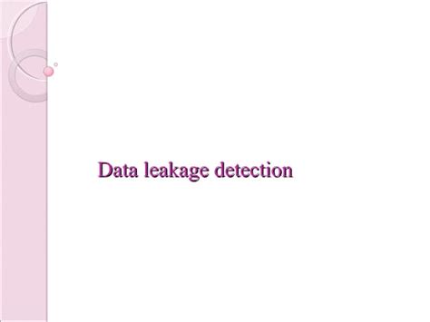 Data Leakage Detection Ppt