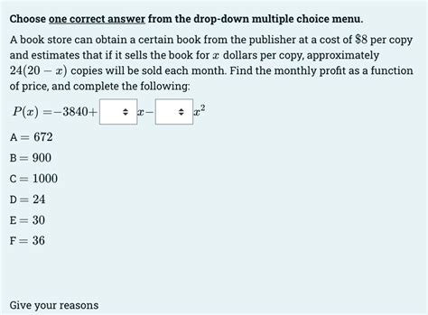 Solved Choose One Correct Answer From The Drop Down Multiple