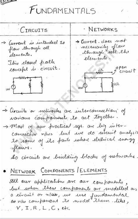 Network Theory Handmade Notes Gate Notes Electronics And
