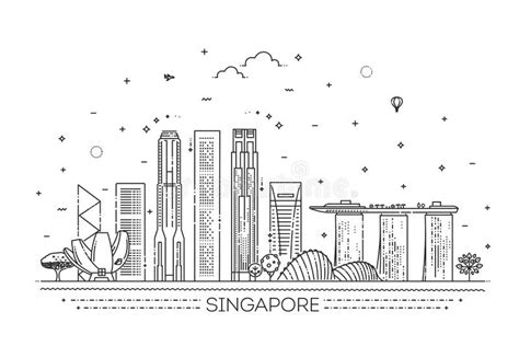 新加坡 矢量图插图 向量例证 插画 包括有 平面 新加坡 街市 图标 海报 全景 纪念碑 261062255