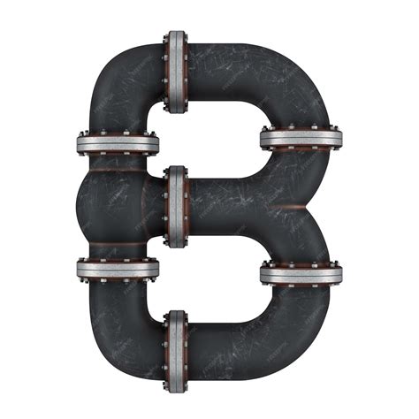 Premium Photo Letter B From Cast Iron Pipes 3d Rendering Isolated On