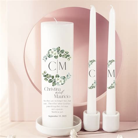 Unity Candles For Wedding Custom Unity Set Greenie With Personalized