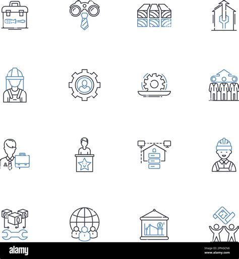 Production Center Line Icons Collection Manufacturing Assembly Fabrication Construction