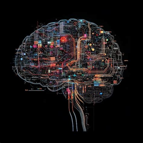 A Digital Illustration Of A Brain With Colorful Circuits And Glowing Lines Premium Ai