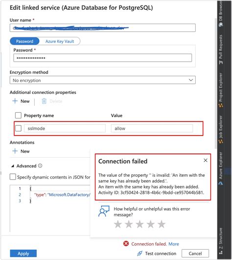 Not Able To Connect To Azure Postgres Db From Azure Data Factory When Ssl Is Enabled Stack