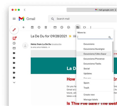 How To Move Emails To A Folder With A Gmail Shortcut La De Du