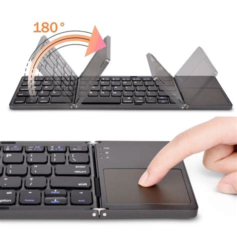 Jual Keyboard Portable Lipat Mini Wireless Bluetooth Three Folding Magnetic Touchpad Avatto