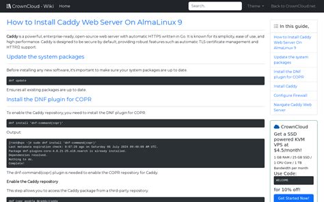 crowncloud wiki how to install caddy web server on alma linux 9