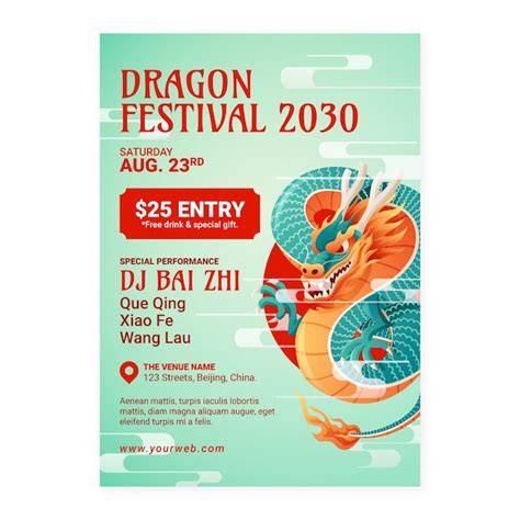 Premium Vector Gradient Dragon Poster Template