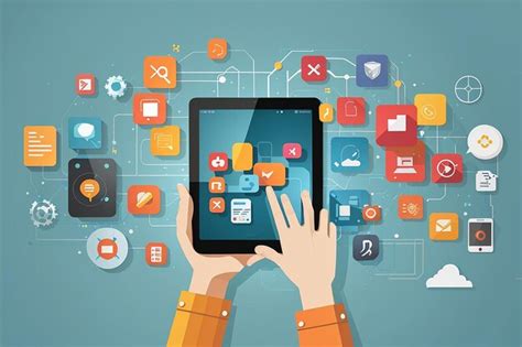 Mobile App Development Concept Hands Holding Tablet Premium Ai Generated Image