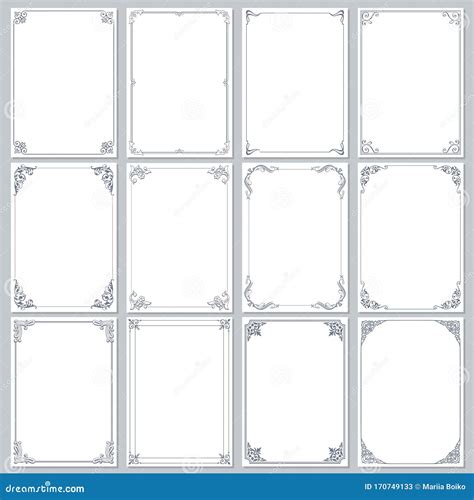 Frames Decorative Rectangle And Borders Set Stock Vector Illustration Of Menu Frame 170749133
