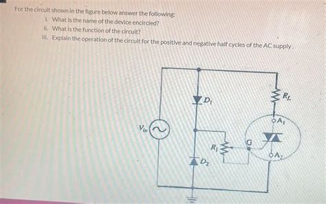 Solved For The Circuit Shown In The Figure Below Answer The Chegg Com