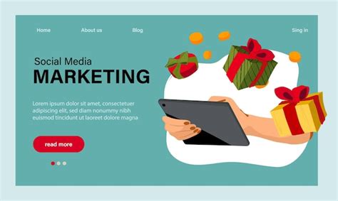 소셜 미디어 마케팅의 방문 페이지 템플릿입니다 쉬운 편집 및 사용자 정의 프리미엄 벡터