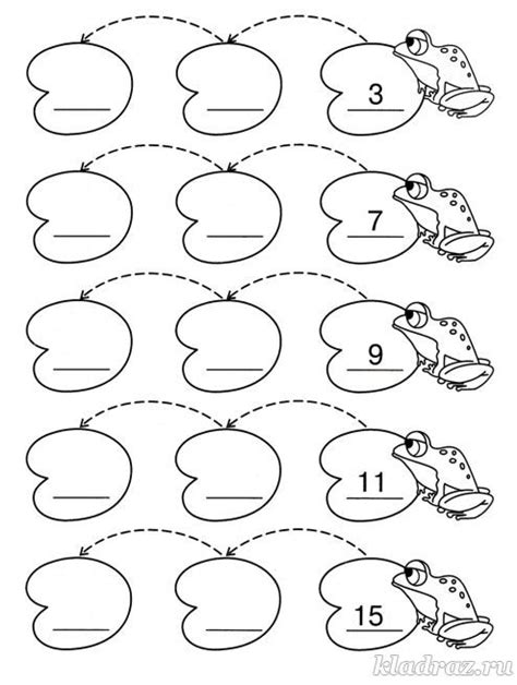 Обучение счёту дошкольников Прыгающие лягушки Впиши пропущенные числа Отсчёт веди в обратном пор