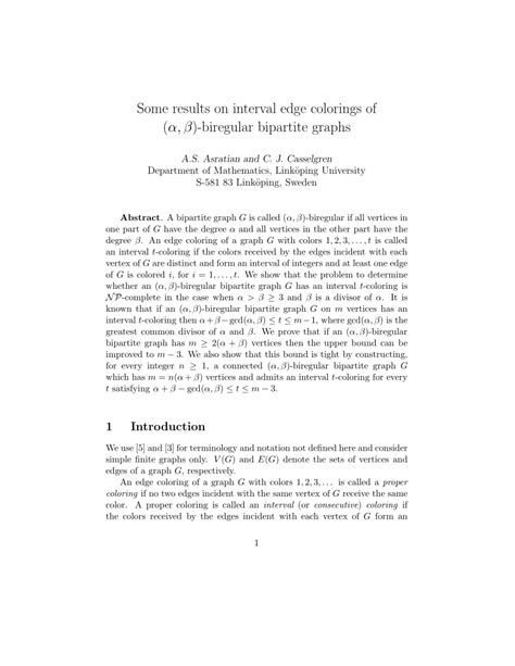 Pdf On Interval Edge Colorings Of Biregular Bipartite Graphs