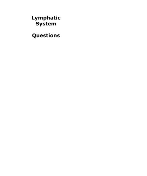 Lymphatic System Questions
