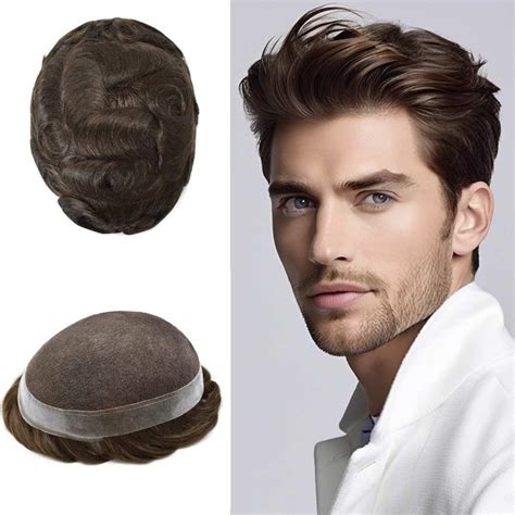 Toupee For Men French Lace Center Mens Toupee Human Hair