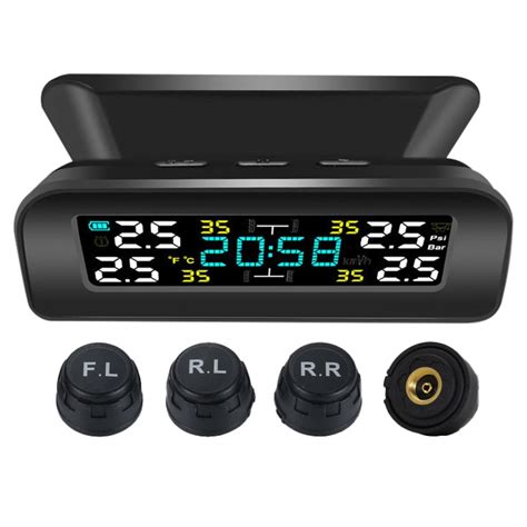 Система за следене на налягането в автомобилните гуми Vaxiuja Безжична Micro Usb Lcd Черна